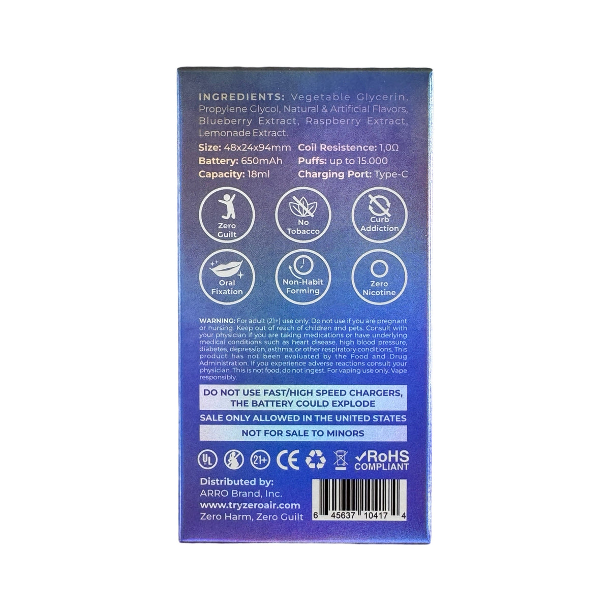 Jolly Blue Razz - Arro Ultra 15000 - Zero Nicotine | Disposable Vape ...