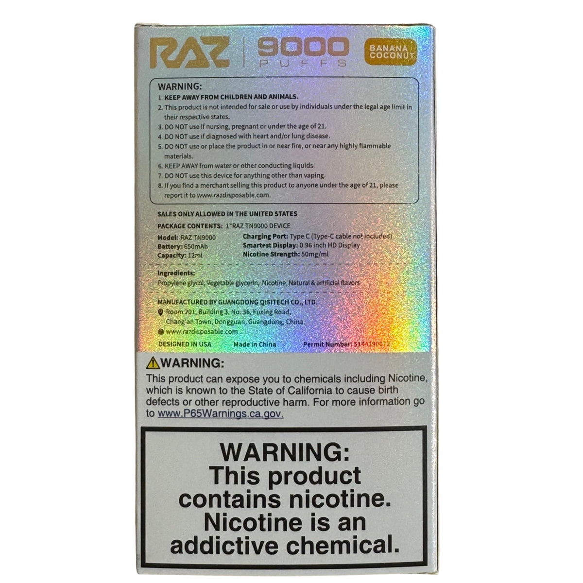 Banana Coconut - RAZ TN9000 | 9000 Puffs | Buy Near Me